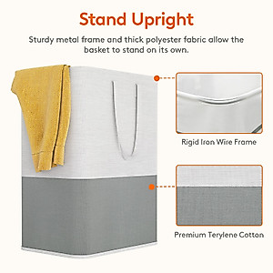 Lifewit 2 x 80L Laundry Hamper, Freestanding Laundry Basket with Handles, Waterproof Tall Collapsible Clothes Hamper for Laundry Dorm Bedroom Bathroom, Dark-Light