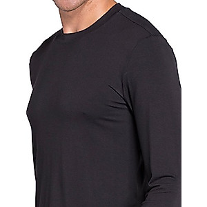 Work Wear Professionals Long Sleeve Men's Underscrub T-Shirt - with Crew Neck WW700, L, Black