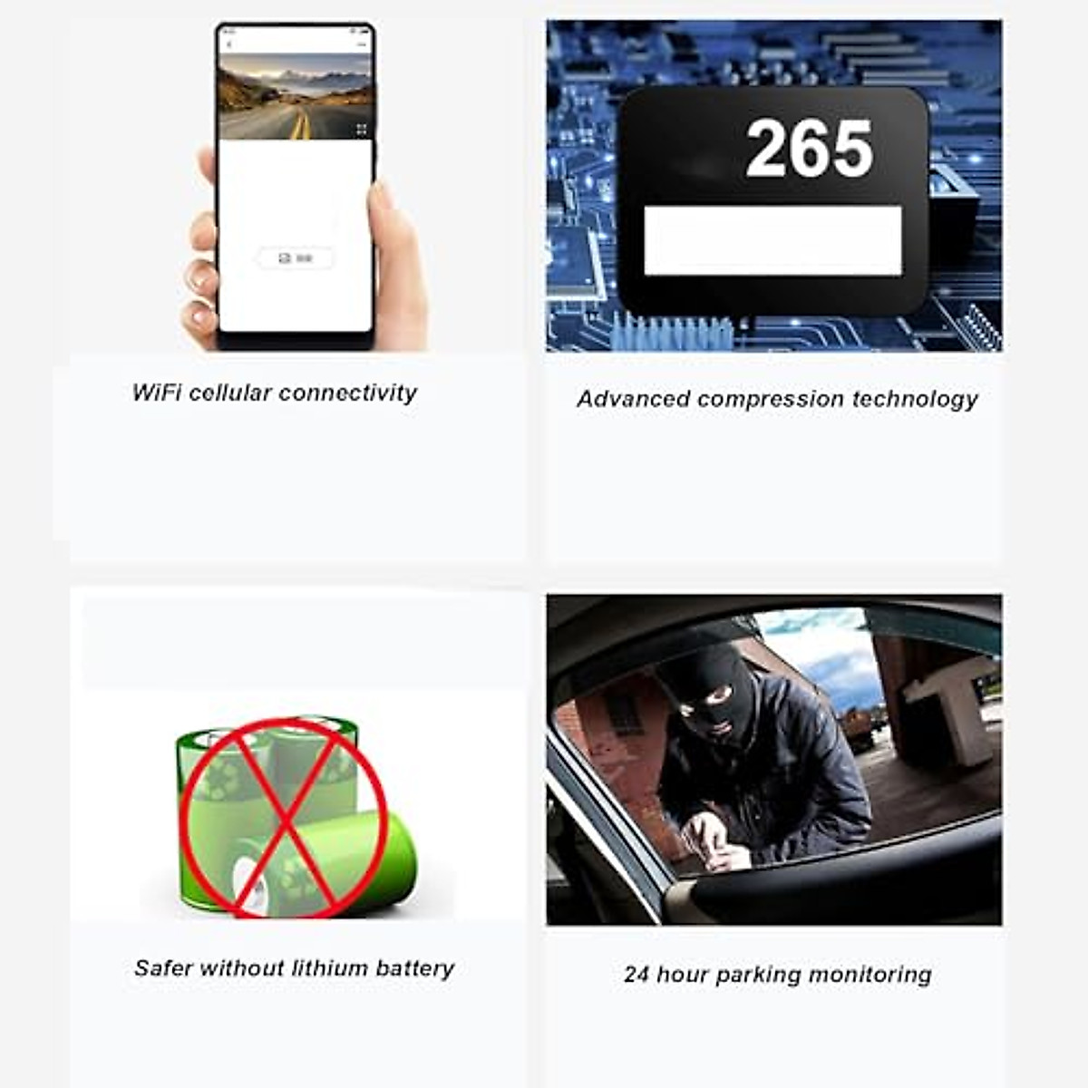 1080P FHD Dual Dash Cam, Control, Night, 170° Wide Angle, Parking Mode, for Cars