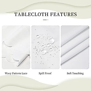 Lirduipu Botanical Pattern Round Outdoor Tablecloth,Outdoor Round Tablecloth with Umbrella Hole - Water Resistant Spillproof,for Party Patio Garden Tabletop Decor(52" Round,White Pale Khaki)