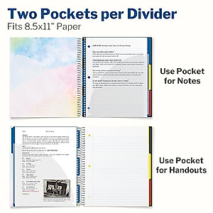 CRANBURY 3-Subject Notebook College Ruled - 300 Pages (150 Sheets) Spiral Notebook 8.5 x 11 with Pockets, Dividers, Tabs, Dual Plastic Covers, School Supplies Multi Subject Notebook