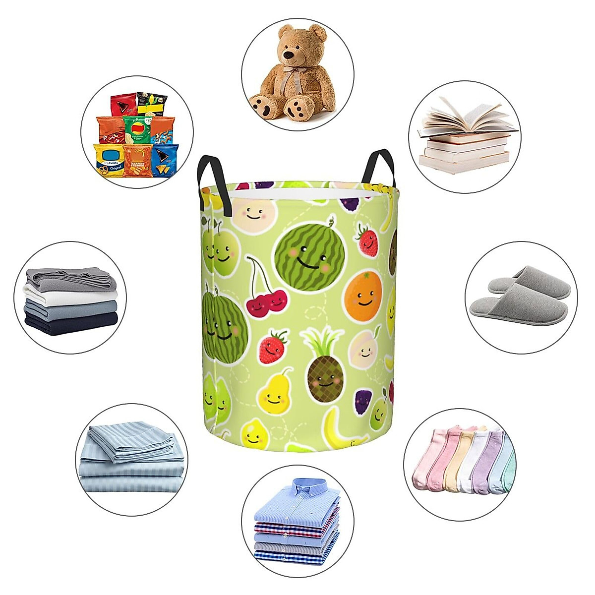 Cute Fruits Laundry Basket Hamper Dirty Clothes Hamper For Laundry Waterproof Laundry Baskets with Handles Storage Basket for Toys Clothes Organizer Bedroom Decor