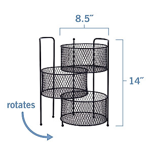 Gourmet Basics by Mikasa Soto Countertop 3 Tier Storage Organizer, 14.25-Inch, Black
