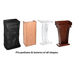 AdirOffice Protective Cover for Podiums, Lecterns and Pulpit Water-Resistant PVC-Coated Polyester Cover for Standard Size Podium Stand, Teacher Easel, Standing Desk Shelf (Black) (Pouch Included)