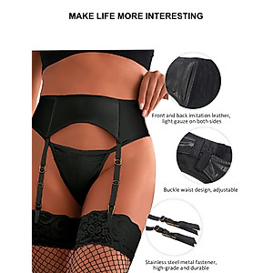 ohyeah Plus Size Lace Garter Belt 4 Strap Metal Clips Suspender High Waisted Garter Belts for Thigh Highs Stockings Sexy Boudoir Lingerie Rave Outfits