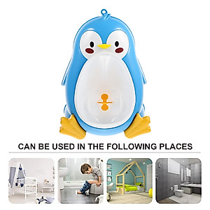 Potty Training Urinal Penguin Kids Potty Pee Urine Children Standing Urinal Potty Trainer Wall Hanging Boy Bathroom Toilet Portable Urinal for Home Nursery Kindergarten Blue