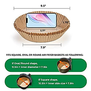 300Pcs Air Fryer Disposable Paper Liner With Pastry Brush, WCESS Round Non Stick Air Fryer Liners Disposable, 7.9 Inch Oil Proof & Water Proof Baking Parchment Paper, Food Grade Baking Paper Liner