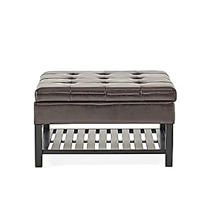 Christopher Knight Home Miriam Ottoman with Storage and Bottom Rack, Brown