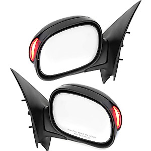 Kool-Vue Mirror Set of 2 Compatible with 2001-2003 Ford F-150 Crew Cab, Driver and Passenger Side In-housing Signal Light, Paintable, Power, Contour Style