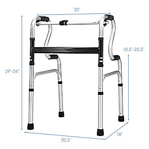 Goplus 3-in-1 Stand-Assist Folding Walker, 400LBS FDA Certification Heavy Duty Walking Mobility Aid, Can be Used as Toilet Safety Rail, Height Adjustable Narrow Drive Walkers for Seniors Elderly Adult