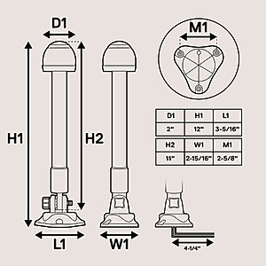 TRUE MODS 12 Inch 12-24V White LED Marine Navigation Anchor All-Round Boat Light [USCG ABYC A-16 3NM] [Waterproof] 3 Nautical Mile Fold Down Rear Stern Light for Fishing Bimini Bass Jon Boat - Chrome