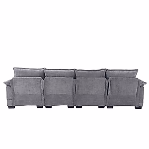 Oversized Modular Sectional Sofa Cloud Couch, Modern Chenille Upholstered Corner Couch, Comfy Boucle Sleeper Sofa&Couches with Double Chaise & Waist Pillows and Memory Foam for Living Room