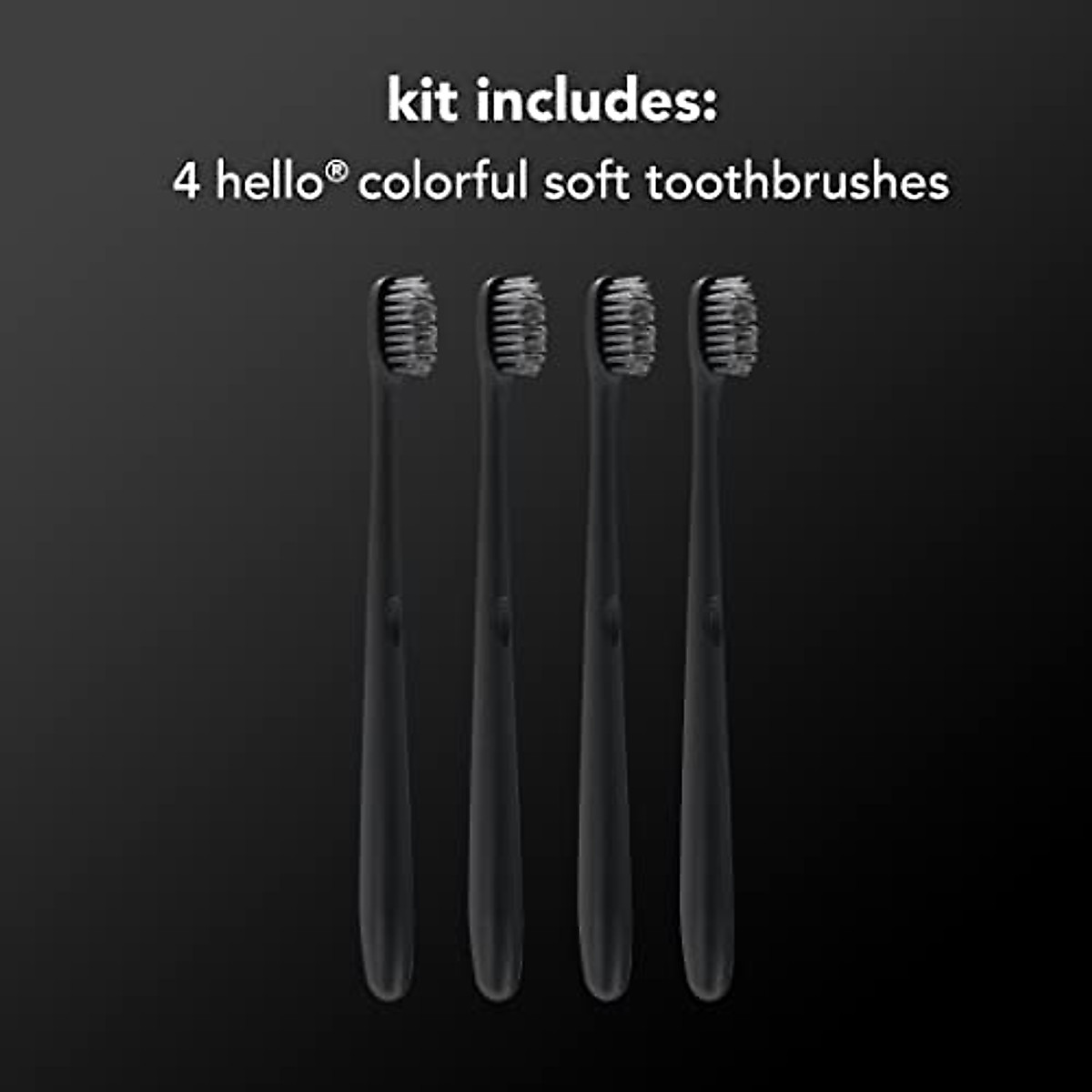 hello Charcoal Soft Toothbrush with Activated Charcoal from Sustainable Bamboo, BPA- Free, Made from Plant-Based Materials, 4 Pack