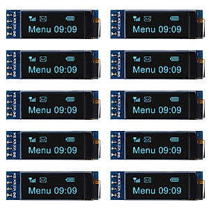 DWEII 10 Pieces I2C Display Module 0.91 Inch I2C OLED Display Module I2C OLED Screen Driver DC 3.3V~5V 4PINS for Arduino ESP32 ESP8266 AVR PIC STM32 for Raspberry pi (Blue Color)