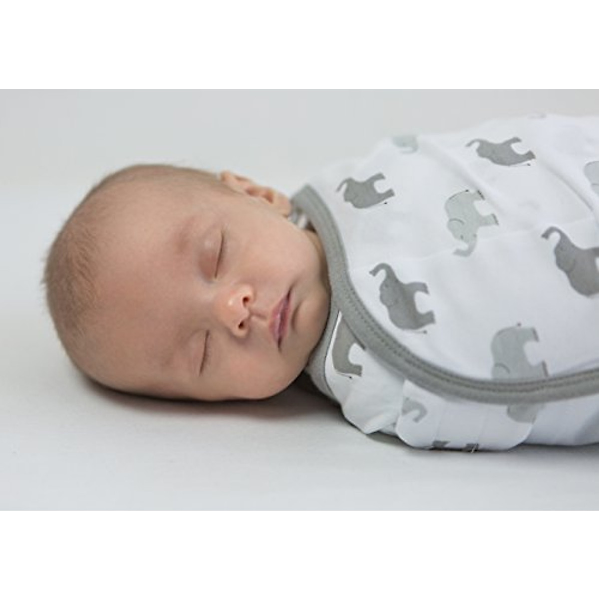 Amazing Baby Swaddle Blanket with Adjustable Wrap, Tiny Elephants and Confetti, Sterling, Small, 2 Count (Pack of 1)