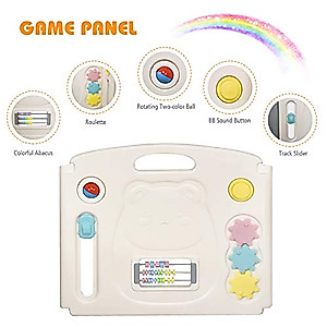 Costzon Baby Playpen, 14 Panel Foldable Thicken Kids Safety Play Fence with Storage Bag, Door with Safety Lock, 14 Rubber Suction Cups, HDPE Material BPA Free, Adjustable Shape, for Indoor Outdoor