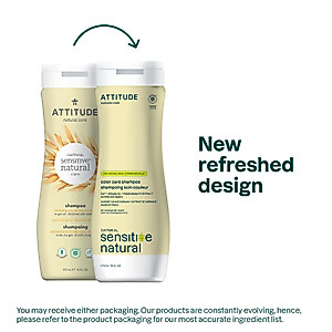 ATTITUDE Hair Shampoo for Sensitive Dry Scalp, EWG Verified, Soothing Oat, Protects Color, Naturally Derived Ingredients, Vegan and Plant-Based, Color Care, Argan Oil, 16 Fl Oz