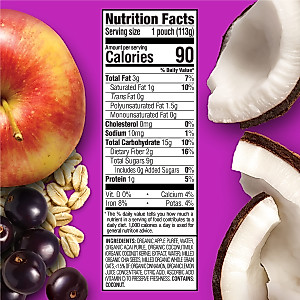 Happy Tot Organics Stage 4 Baby Food Pouches, Gluten Free, Vegan & Dairy Free Snack, Super Morning Fruit & Oat Blend, Apple, Acai, Coconutmilk, Oats & Chia, 4 Oz (Pack of 16)