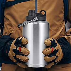 Miereirl 128 Oz Insulated Water Jug, One Gallon Stainless Steel Vacuum Double Walled Water Bottle With Handle, BPA-Free Keep Cold 48H Hot 24H, Wide Mouth For Sports, Traveling, Camping, Stainless