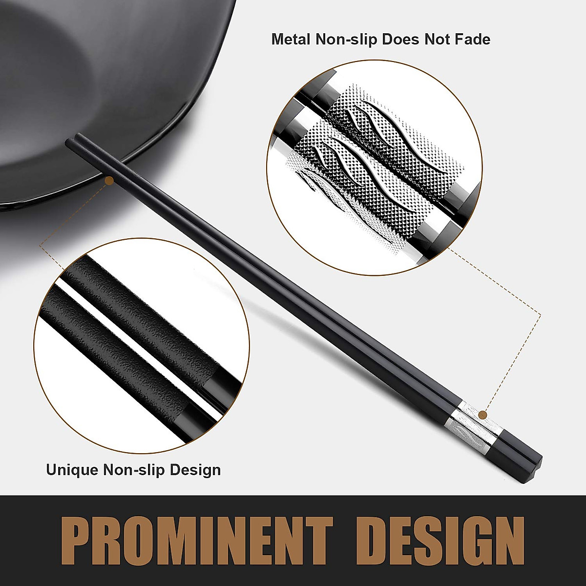 10 Pairs Chopsticks Reusable Dishwasher Safe, Fiberglass Chopsticks, 9.5Inch Non-Slip Chopsticks For Beginners, Japanese Korean Chinese Chop Sticks For Food & Cooking, All In A Gift Box