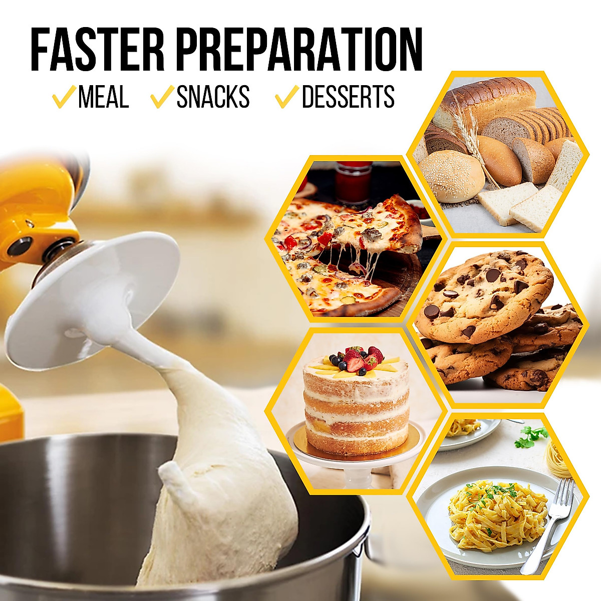 PartsBroz K45DH Dough Hook - Compatible with KitchenAid Tilt-Head Stand Mixer 4.5 Quart and 5 Quart Bowel Fits KSM95 KSM150PS K45SS KSM97 KSM150 KSM96 KSM90 KSM75 K45SSWH K45