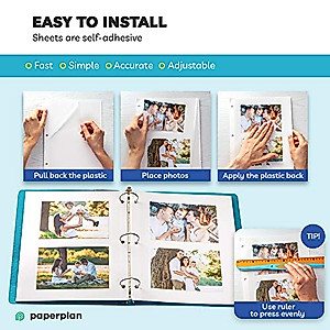 Photo Album Pages for 3 Ring Binder (50 Count) - Photo Album Self Adhesive Pages - 3 Ring Photo Album Refill Pages - Photo Pages for 3 Ring Binder - Photo Album Pages - Fits 8x10-8.5 x 11 Photos
