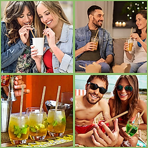 DecorWoo 20 Pack Reusable Straws, 7.8 Inch Bamboo Straws BPA Free, Biodegradable Wooden Straws Alternative to Plastic Straws, Include Cleaning Brush and Travel Pouch