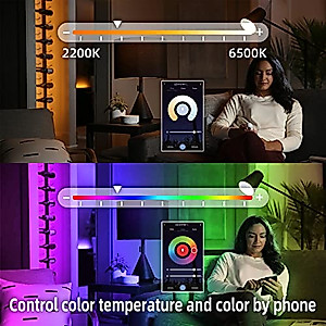 A19 Smart LED Light Bulbs 9W 800LM WiFi & Bluetooth, Compatible with Alexa & Google Assistant, RGB 2200K-6500K Dimmable Color Changing, Group Control, No Hub Required, 4 Pack