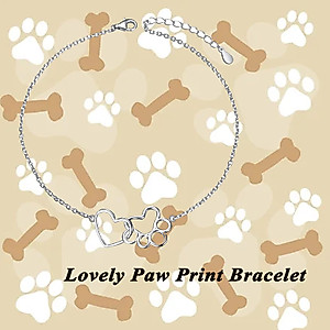 ONEFINITY Paw Print Bracelet Sterling Silver Dog Paw Bracelet Pet Cat Dog Paw Heart Jewelry for Women