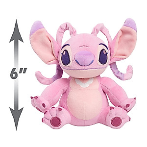 Disney Lilo & Stitch 6-Inch Bean Plushie Angel, Stuffed Animal, Alien, Officially Licensed Kids Toys for Ages 2 Up by Just Play