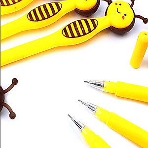 LUFOX 8Pcs Cute Bees Gel Pens Gift for Child, Women, Coworkers, Hostess and Girlfriend, Great Party Supplies and School Supplies, Black Ink(0.5mm)