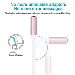 Tranesca Apple MFI Certified Lightning to 3.5 mm Headphone Jack Adapter Compatible with iPhone 11/X/XR/iPhone 8/8 Plus/iPhone 7/7 Plus and More -Music Control & Calling Function Supported (Rose Gold)