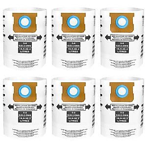 6 Pack 90661 Type E / 90671 Type H Filter Bags Compatible with Shop Vac 5-8 Gallon Wet/Dry Vacuum, Part 9066100 9066133 9067100 9067133