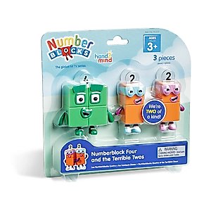 hand2mind Numberblock Four and The Terrible Twos, Cartoon Action Figure Set, Toy Figures, Play Figure Playsets, Small Figurines for Kids, Number Toys, Math Toys for Kids 3-5, Birthday Gifts for Kids