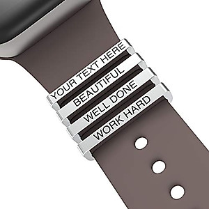 Callancity 4pcs/Set Personalized Watch Band Charms Decorative Ring Loops Compatible for Apple Watch Silicone Bands 38mm 42mm 40mm 44mm 41mm 45mm(No Watch and Band)