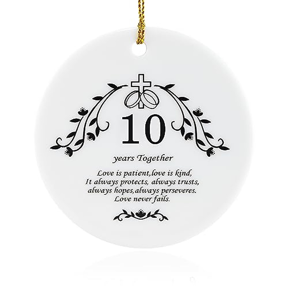 OWTTWO 10th Anniversary Wedding Gift,10th Anniversary Ornament for Couple,Husband,Wife,Him,Her