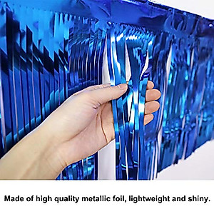 Blukey 10 Feet by 15 Inch Royal Blue Foil Fringe Garland, Shiny Metallic Tinsel Banner Ideal for Parade Floats, Bridal Shower, Bachelorette, Wedding, Birthday, Christmas - Wall Ceiling Hanging Fringe Drapes