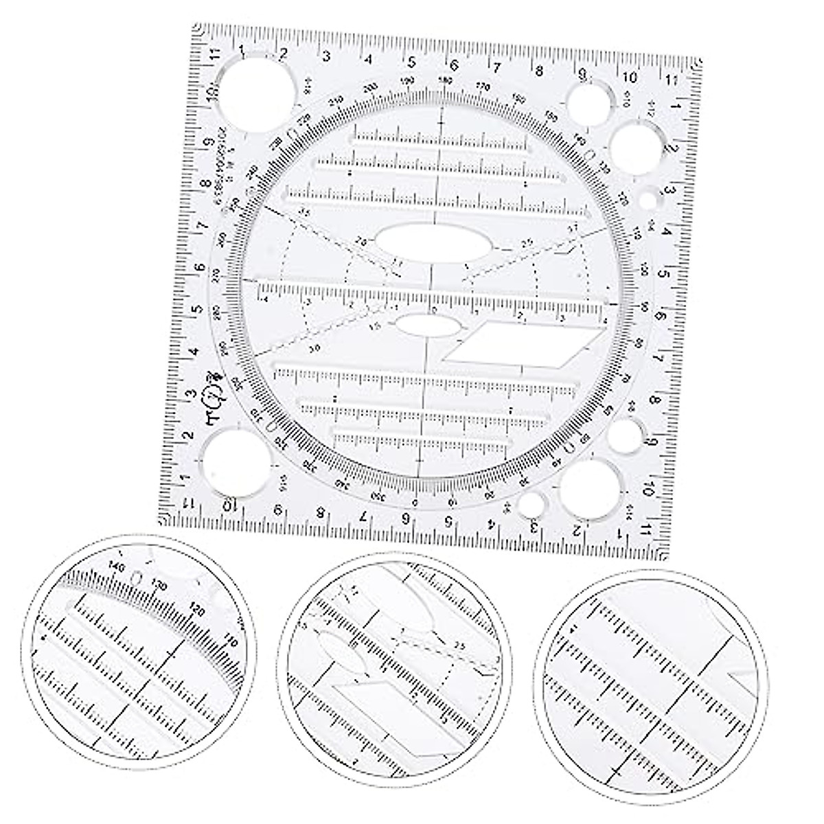 3 Pcs Drawing Millions of Feet Patchwork Ruler Circle Stencil Interior Design Ruler Clear Quilters Ruler Quilting Stencils Geometric Drawings Templates Plastic Plotter Round Child