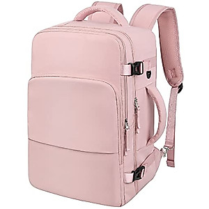 Large Travel Backpack (2 Pieces Pink & Pink) as Person Item Flight Approved, 35L or 40L Carry On Backpack, 16 Inch or 17 Inch Laptop Backpack, Waterproof Backpack, Durable College Bookbag, Hiking Bag