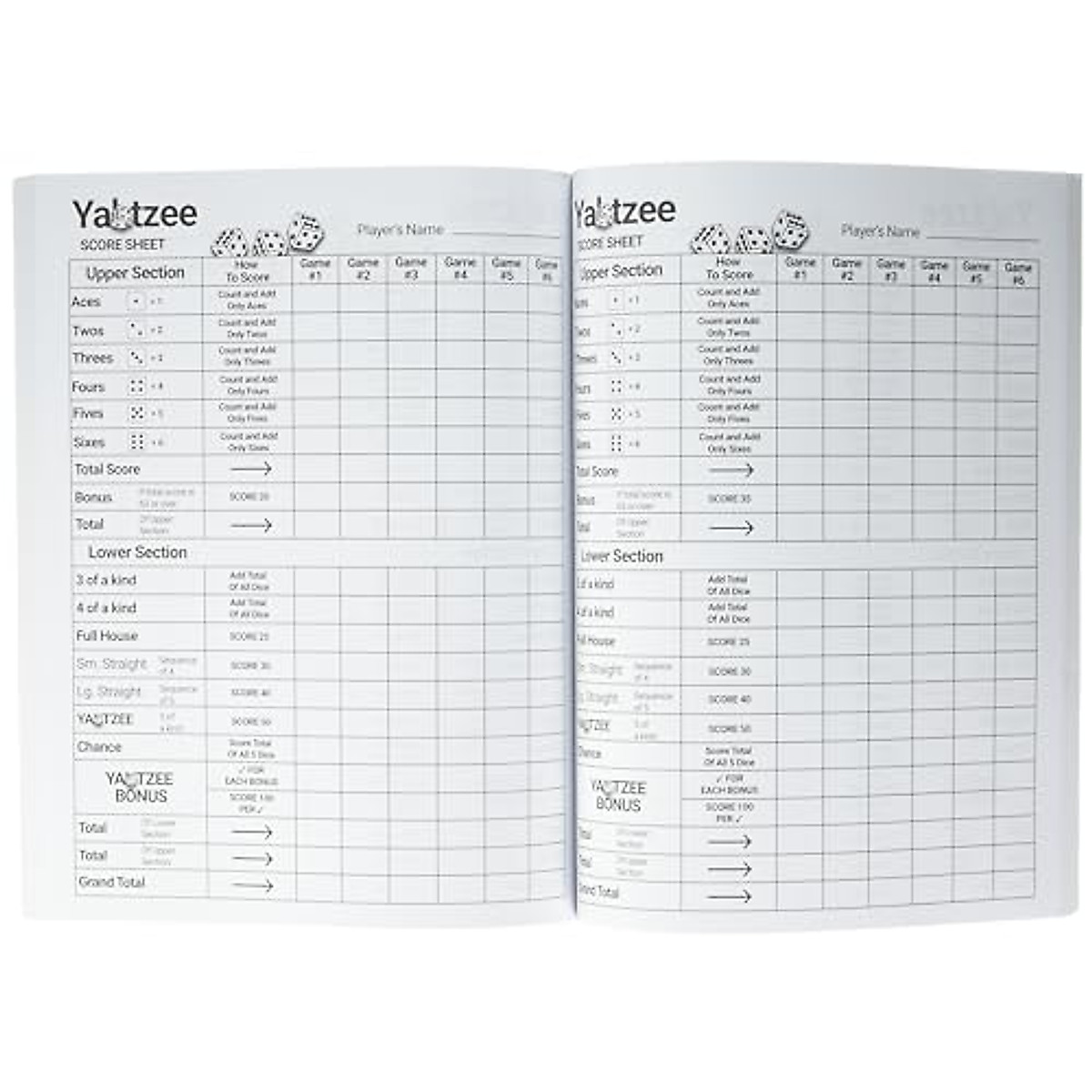 Yatzee Score Pads: Large Print Sheets for Scorekeeping (Score Book)
