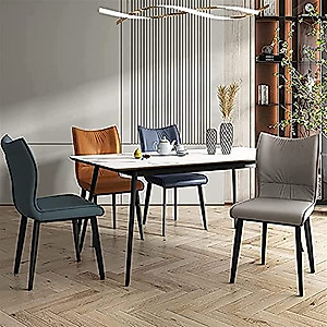 Chairs Kitchen Dining Chairs Set of 4 Modern Upholstered Dining Chairs Soft PU Leather Cushion Seat Business Reception Chair (Color:Orange)