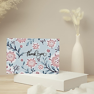 Oletx 24 Floral Thank You Card Set, The Four Season Floral Style Thank you Cards, 4.2x6.2 Cards Bulk with Envelopes, Stickers, Card Box for Wedding, Small Business, Baby, Bridal Shower, Thanksgiving