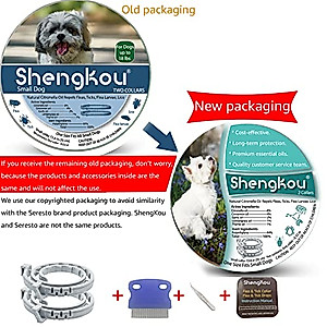 Natural Flea and Tick Collar for Small Dogs - Safe Prevention and Control of Pests on Puppies - Waterproof and Long-Lasting - Includes Free Comb and Tick Tweezer - 2-Pack, 13.8 Inches