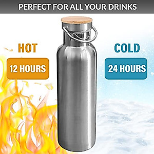 SXSTORE Metal Water Bottle - Water Bottle Steel - Insulated Water Bottles 24oz - Stainless Steel Bottle - Bottle Water for Bike - Small Stainless Steel Water Bottle - Dishwasher Safe Steel Bottle.