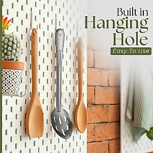 Alpine Cuisine Stainless Steel 13in Slotted Spoons, Kitchen Quick Cooking Straining & Serving Spoon with High Heat Resistant, Comfortable Grip Handle & Durable, Easy to Uses & Dishwasher Safe