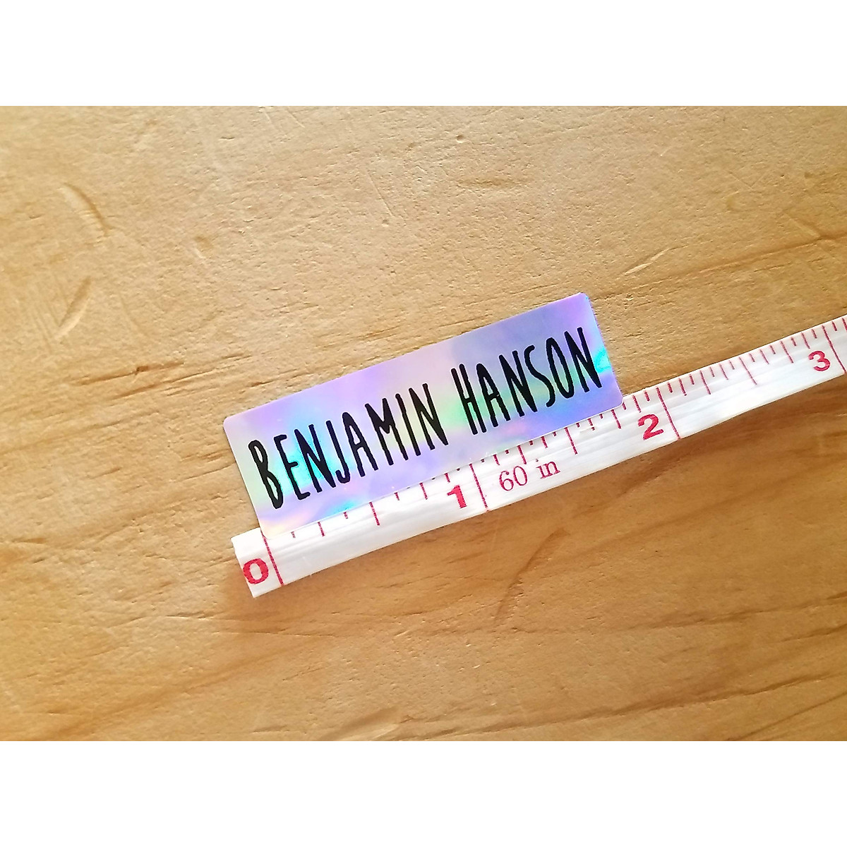 48 Long Silver hologram -Waterproof Name Stickers- Daycare Labels- School Labels- Long Rectangle Labels