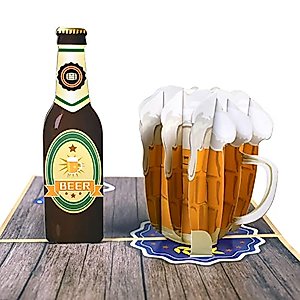 GREETING ART Beer Pop Up Card,8×6-3D Greeting Card, Pop Up Birthday Card for Dad, Brother or Friend,Happy Father's Day Card, Retirement Cards for Men