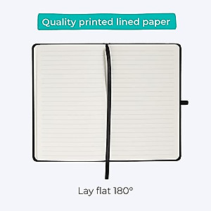 WallDeca Classic Lined Notebook Journal | Hard Cover, 240 Pages, Ruled 8.25 x 5 inches, Ivory 80 GSM Paper | School, Business, College, Notes, Journaling (2-Pack: Black)