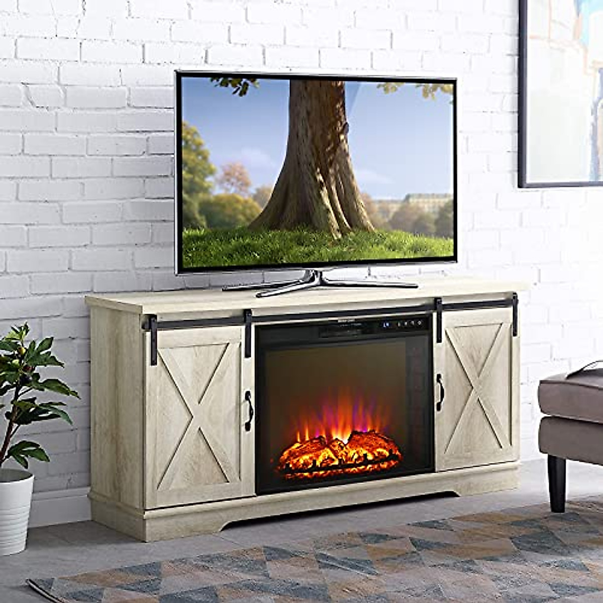COSTWAY 26-Inch Electric Fireplace Inserts, 750W/1500W Wall Recessed and Freestanding Fireplace with Remote Control, 2 Flame Colors, 4 Brightness Settings, 5H Timer, Fireplace Heater for Indoor Use