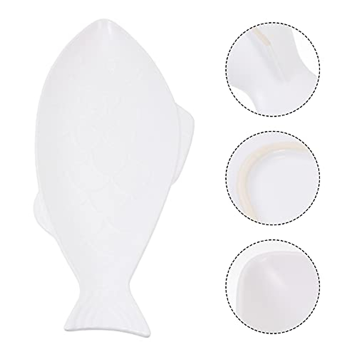 Cabilock Fish Shaped Dish Ceramic Dinner Plate Food Plate Dessert Appetizer Platter Snack Tray Server Fish Decor for Home Restaurant White